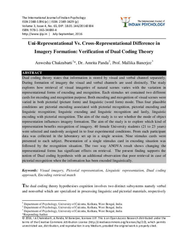(PDF) Uni-Representational Vs. Cross-Representational Difference in Imagery Formation ...