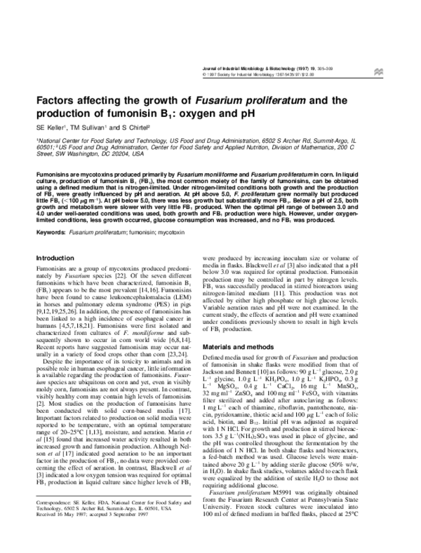 (PDF) Factors affecting the growth of Fusarium proliferatum and the ...