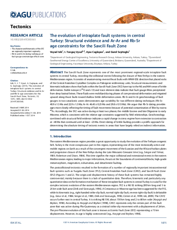 (PDF) The evolution of intraplate fault systems in central Turkey ...
