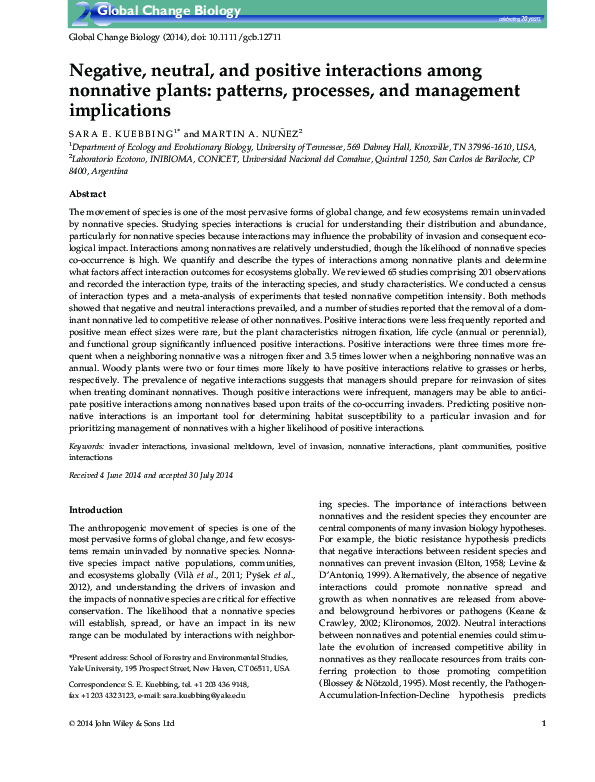 (PDF) Negative, neutral, and positive interactions among nonnative ...
