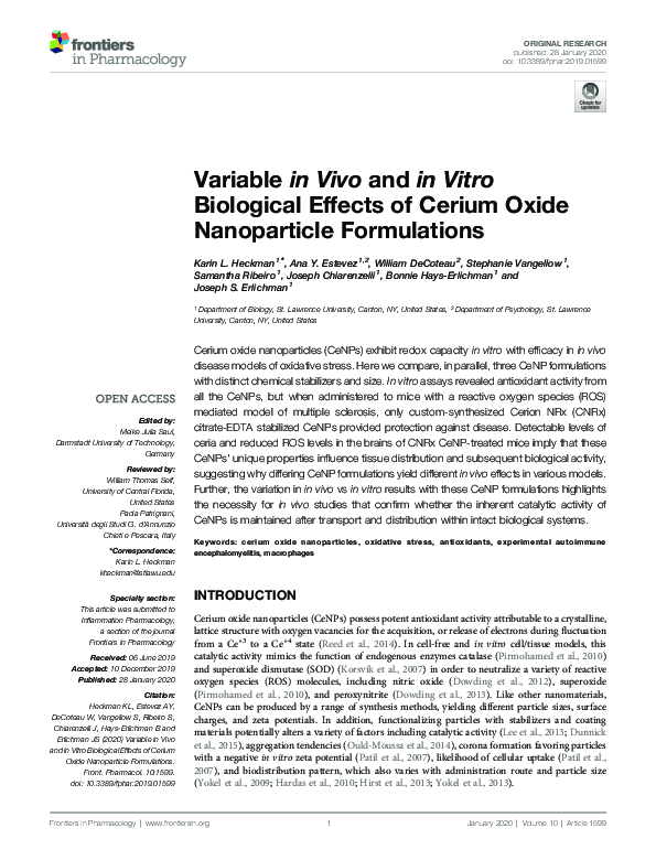 (PDF) Variable in Vivo and in Vitro Biological Effects of Cerium Oxide ...