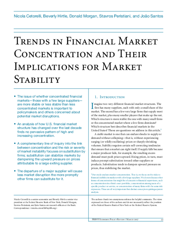 (PDF) Trends in Financial Market Concentration and their Implications ...
