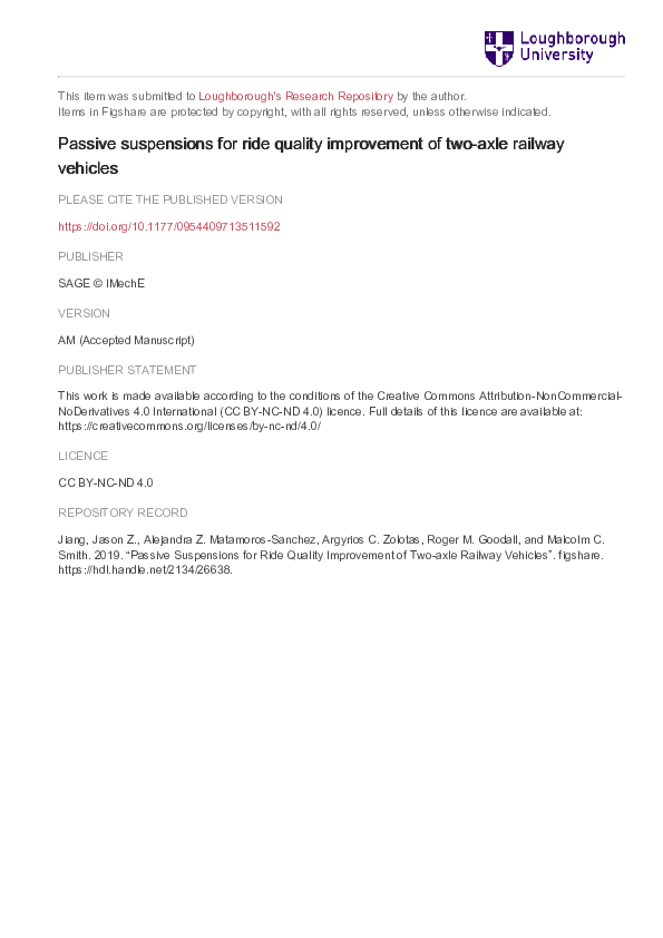 (PDF) Passive suspensions for ride quality improvement of two-axle ...