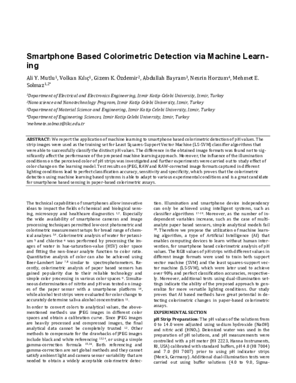 (PDF) Smartphone-based colorimetric detection via machine learning