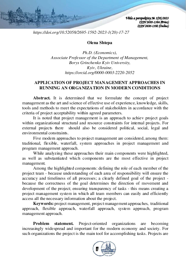 (PDF) Application of Project Management Approaches in Running an ...