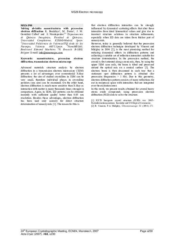 Pdf Solvingab Initionanostructures With Precession Electron Diffraction