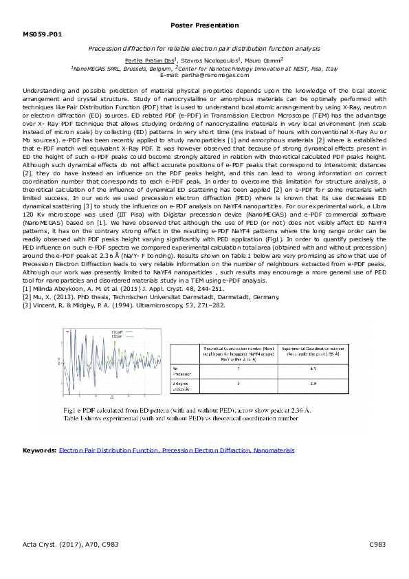 Pdf Precession Diffraction For Reliable Electron Pair Distribution