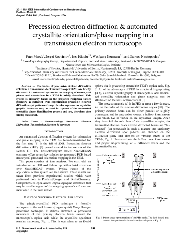 (PDF) Precession electron diffraction & automated crystallite orientation/phase mapping in a ...