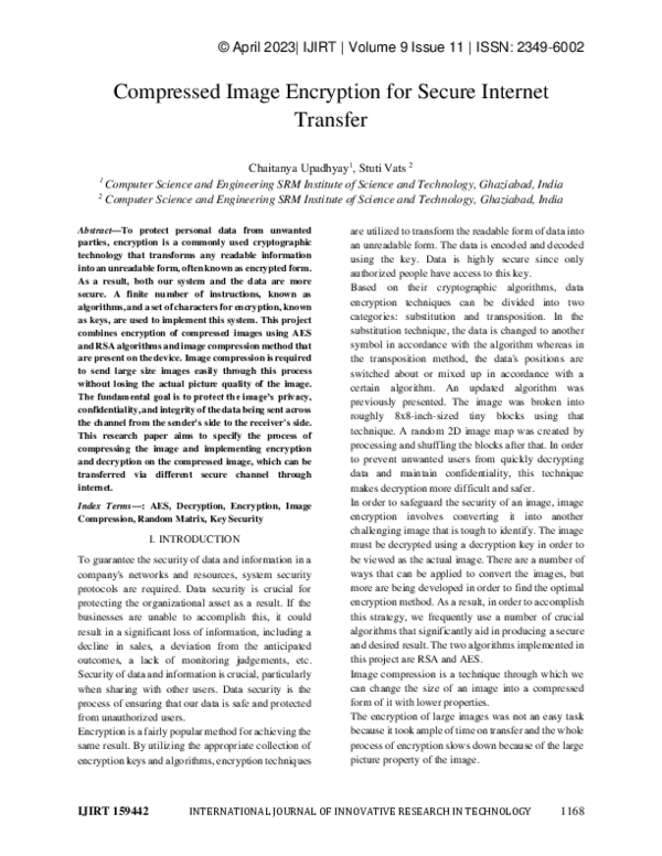 (PDF) Compressed Image Encryption for Secure Internet Transfer