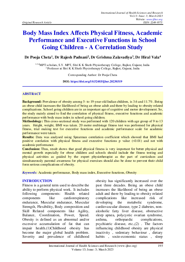 (PDF) Body Mass Index Affects Physical Fitness, Academic Performance and Executive Functions in ...