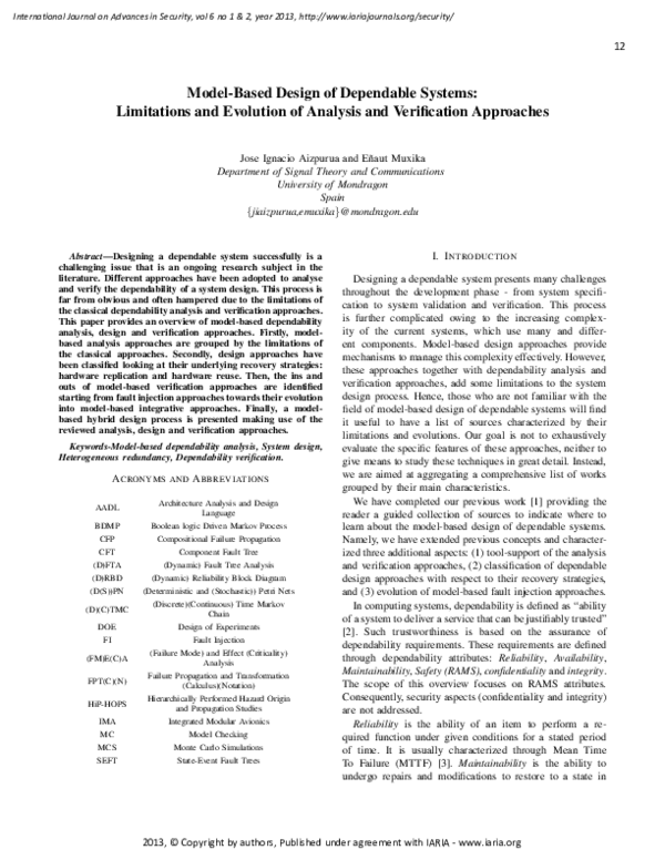 (PDF) Model-Based Design for Dependable Systems