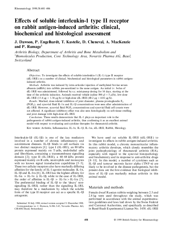 (PDF) Effects of soluble interleukin-1 type II receptor on rabbit ...