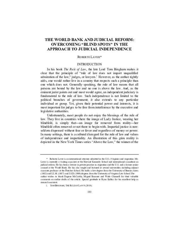 (PDF) The World Bank and Judicial Reform: Overcoming “Blind Spots” in ...