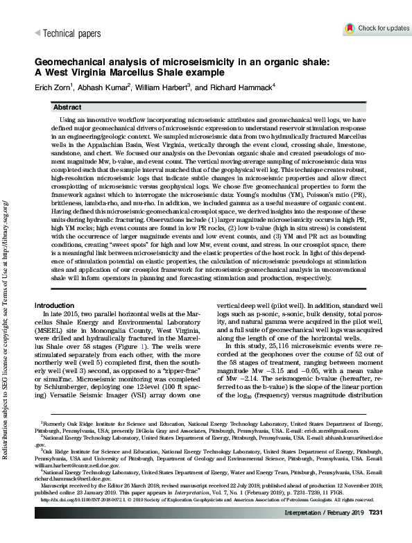 (PDF) Microseismicity and Geomechanics of Marcellus Shale
