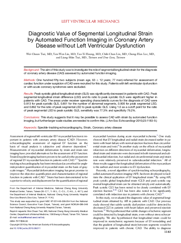 (PDF) Diagnostic Value of Segmental Longitudinal Strain by Automated ...