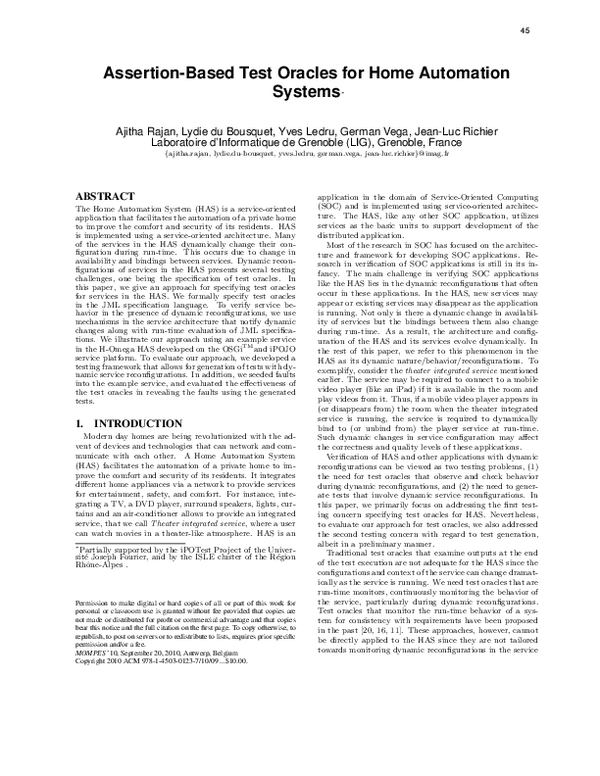 (PDF) Assertion-based test oracles for home automation systems