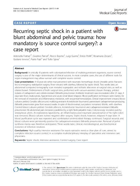 (PDF) Recurring septic shock in a patient with blunt abdominal and ...