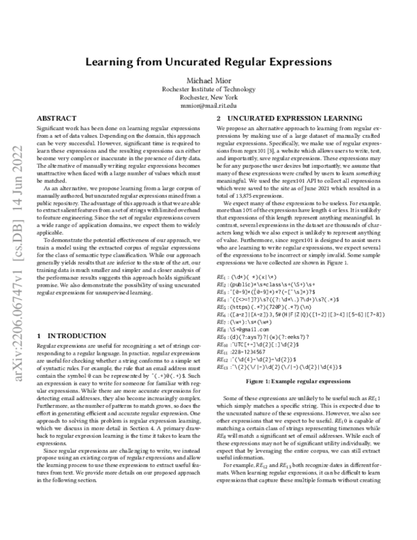 (PDF) Learning from Uncurated Regular Expressions