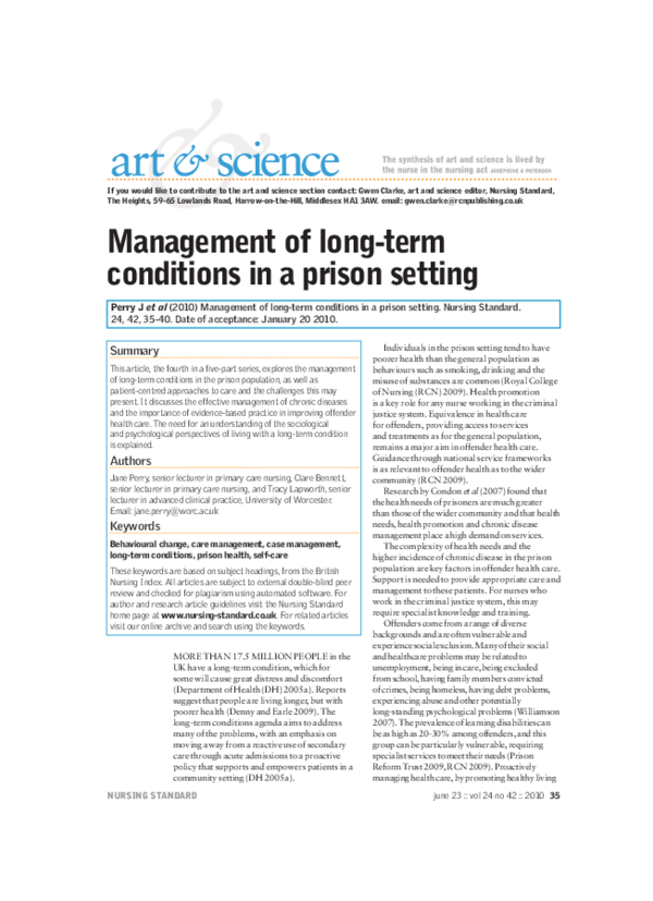 (PDF) Management of long-term conditions in a prison setting