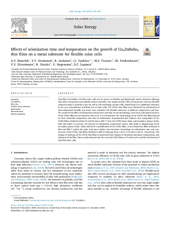 (PDF) Effects of selenization time and temperature on the growth of ...