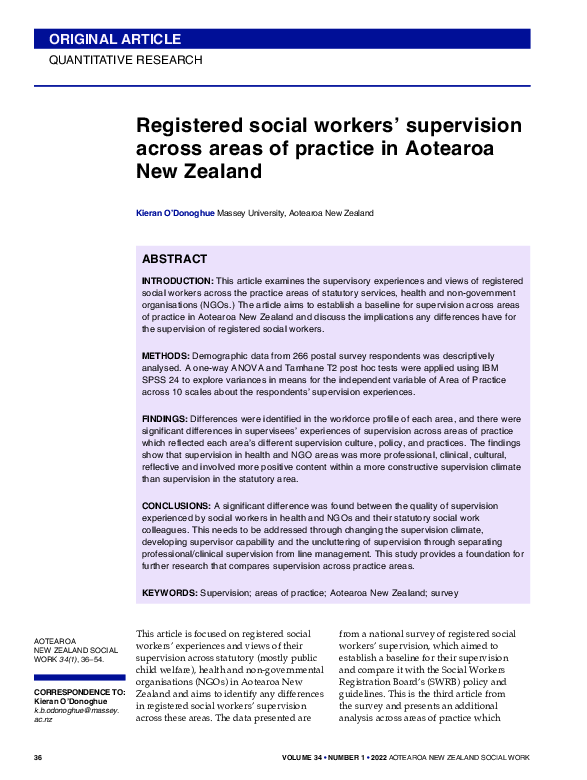 (PDF) Registered social workers' supervision across areas of practice ...