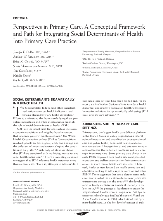 (PDF) Perspectives in Primary Care: A Conceptual Framework and Path for ...
