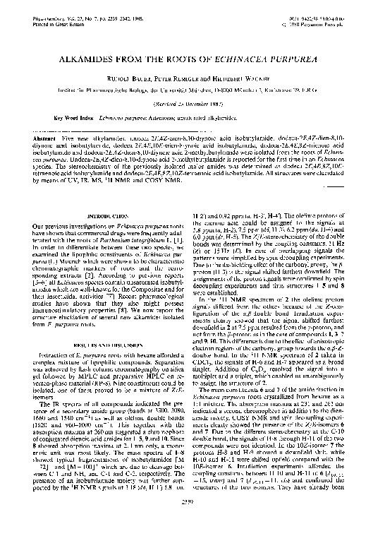 (PDF) Alkamides from the roots of Echinacea purpurea