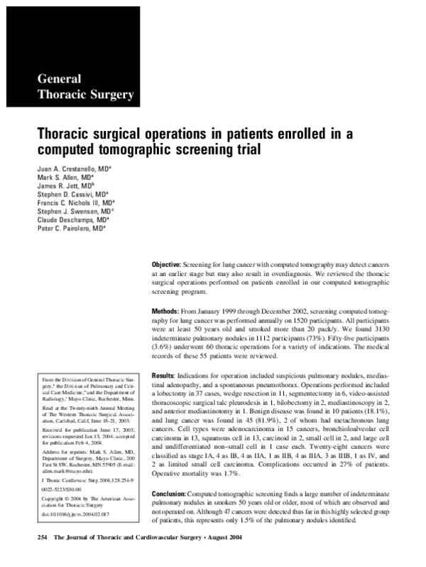 (PDF) Thoracic surgical operations in patients enrolled in a computed ...