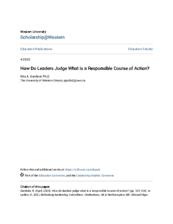 (PDF) How do leaders judge what is a responsible course of action ...