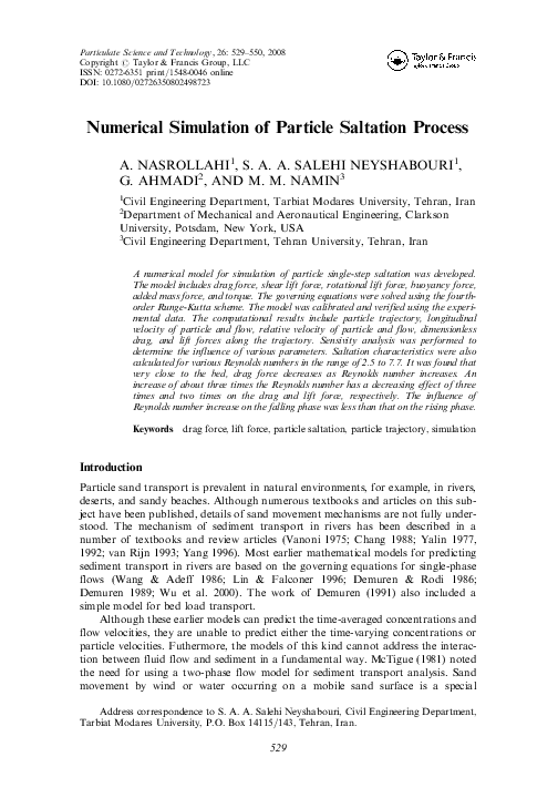 (PDF) Numerical Simulation of Particle Saltation Process