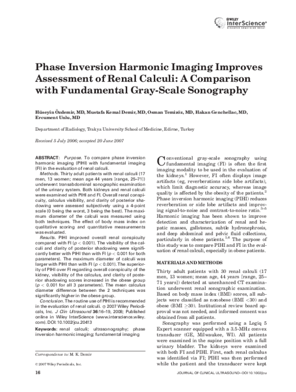 (PDF) Phase inversion harmonic imaging improves assessment of renal ...