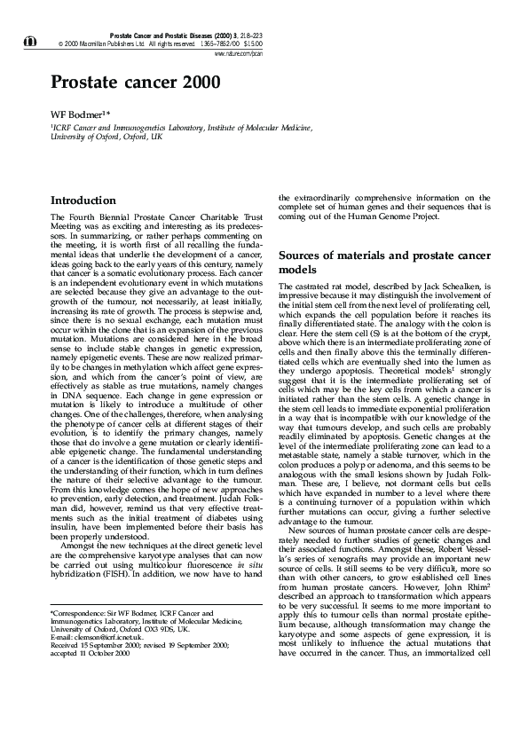 (PDF) Prostate cancer 2000