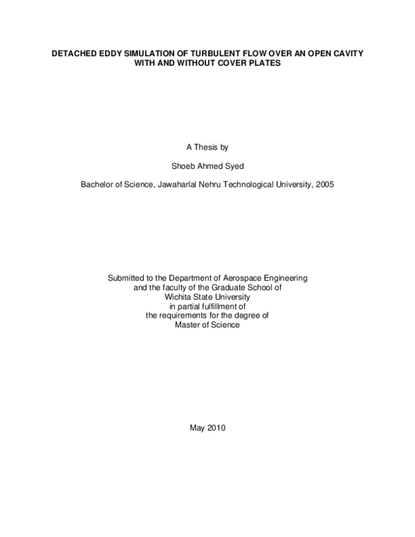 Pdf Detached Eddy Simulation Of Turbulent Flow Over A Partially Open