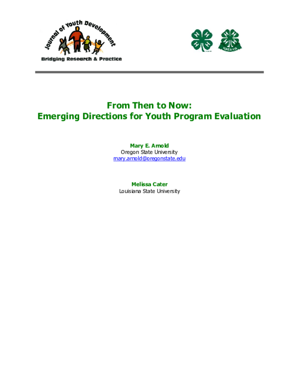 (PDF) From Then to Now: Emerging Directions for Youth Program Evaluation