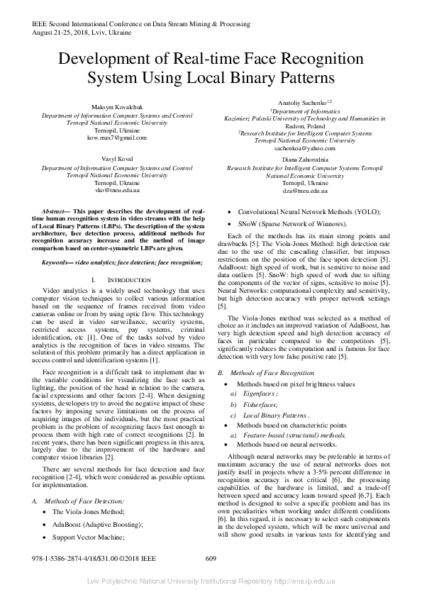 Pdf Development Of Real Time Face Recognition System Using Local Binary Patterns
