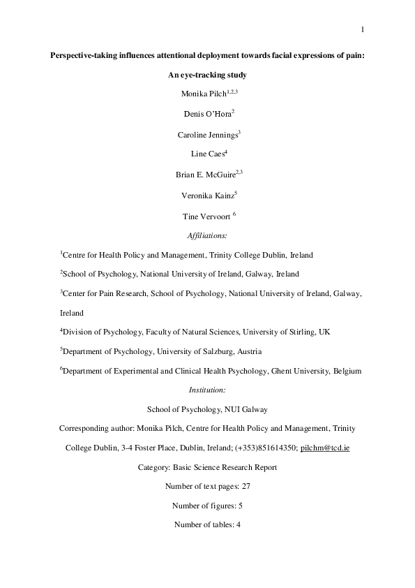 (PDF) Impact of Perspective-Taking on Attention to Pain Expressions