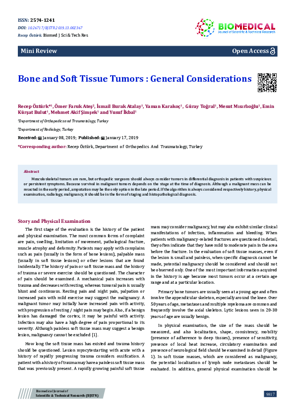 (PDF) Bone and Soft Tissue Tumors : General Considerations