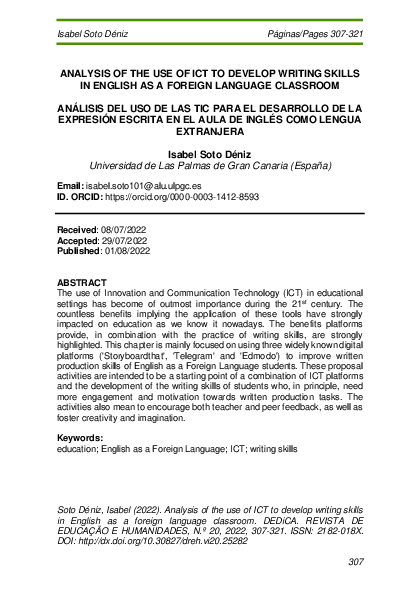 (PDF) Analysis of the use of ICT to develop writing skills in English as a foreign language ...