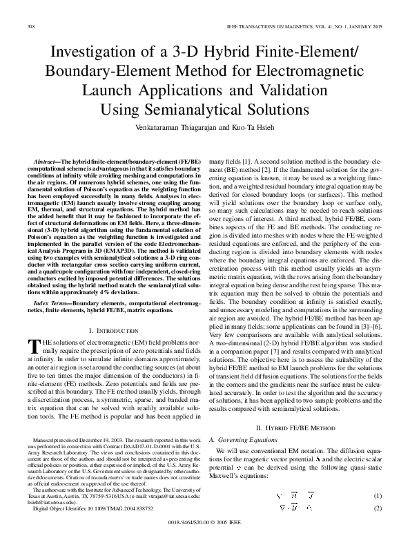 (PDF) Investigation of a 3-D hybrid finite-element/boundary-element ...