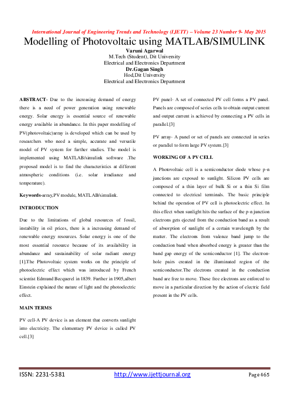 (PDF) Modelling of Photovoltaic using MATLAB/SIMULINK