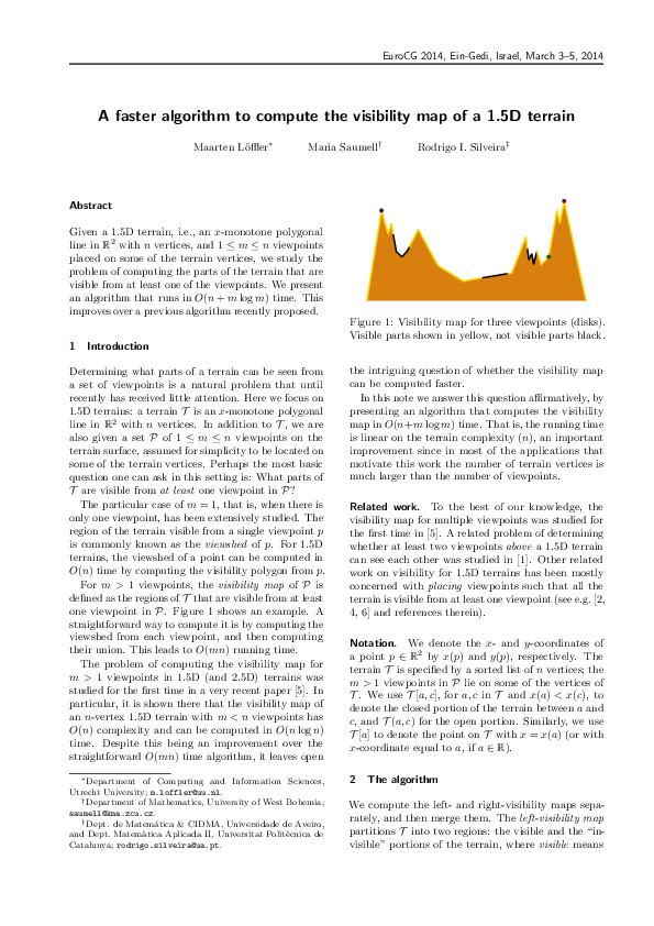 (PDF) A faster algorithm to compute the visibility map of a 1.5 D terrain
