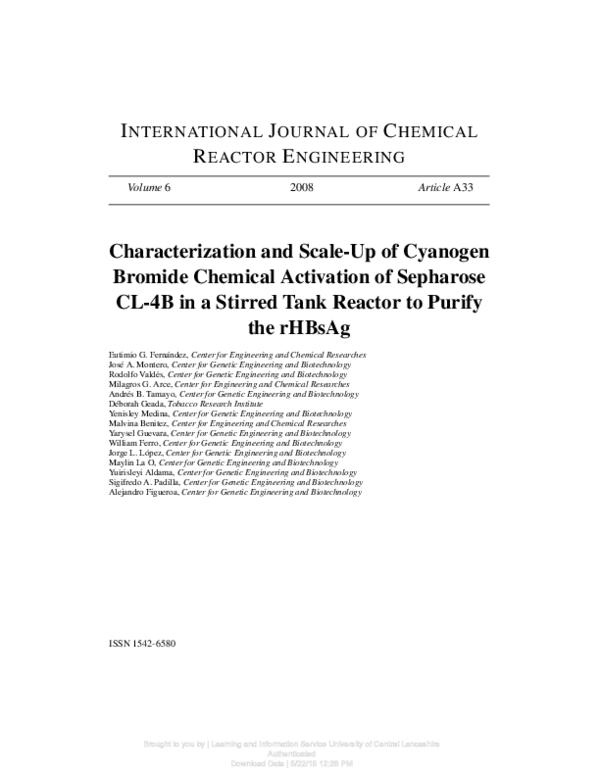 (PDF) Characterization and Scale-Up of Cyanogen Bromide Chemical ...