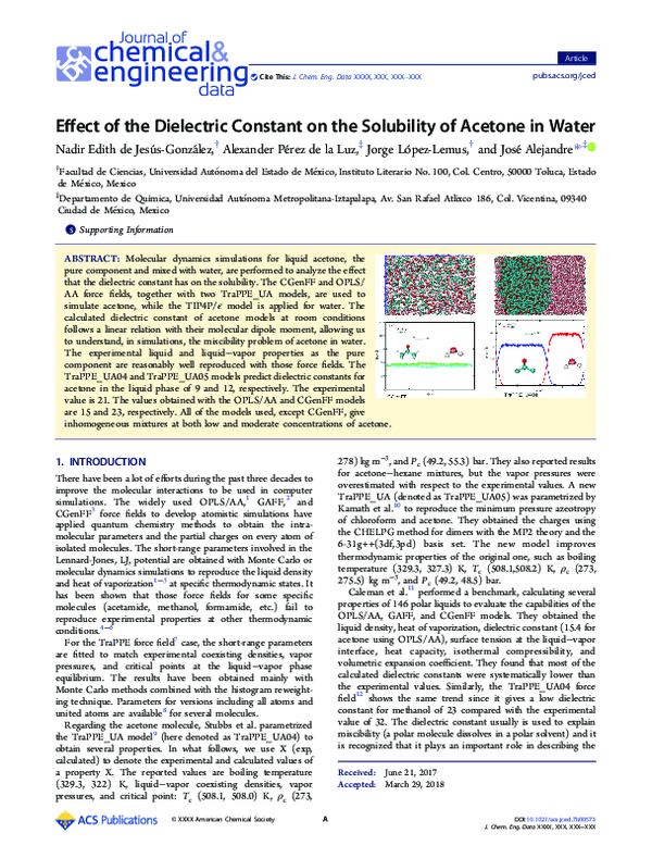(PDF) Effect of the Dielectric Constant on the Solubility of Acetone in ...