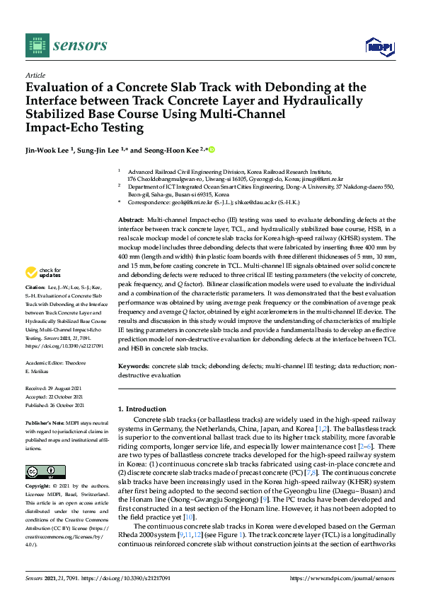 (PDF) Evaluation of a Concrete Slab Track with Debonding at the ...