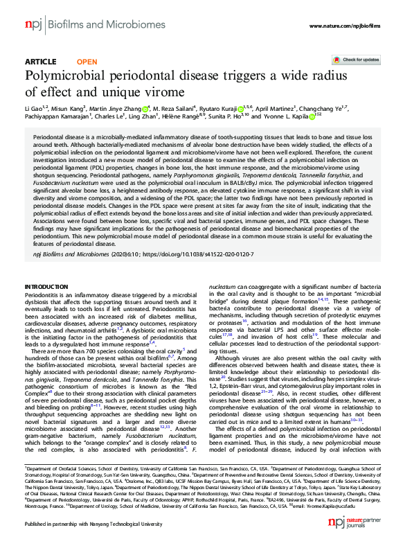 (PDF) Polymicrobial periodontal disease triggers a wide radius of ...