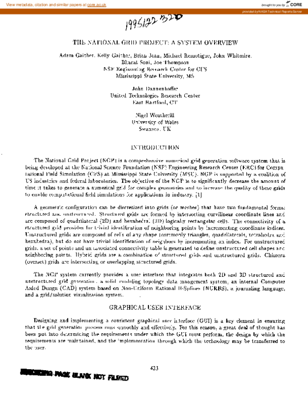 (PDF) The National Grid Project: A System Overview