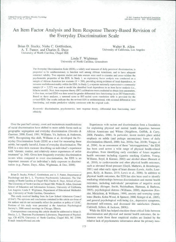 (PDF) An item factor analysis and item response theory-based revision of the Everyday ...