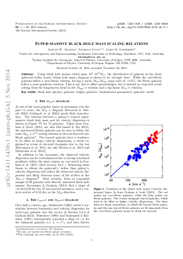 (PDF) Super-Massive Black Hole Mass Scaling Relations