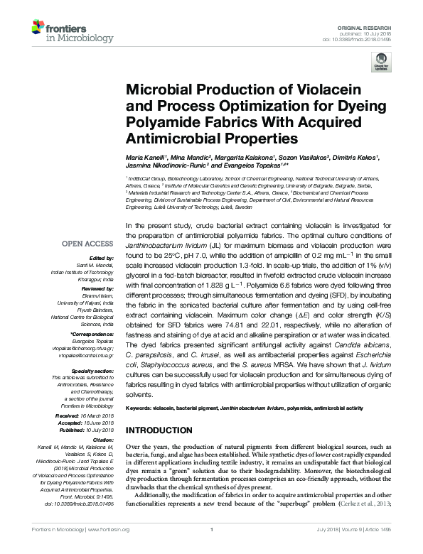 (PDF) Microbial Production of Violacein and Process Optimization for ...