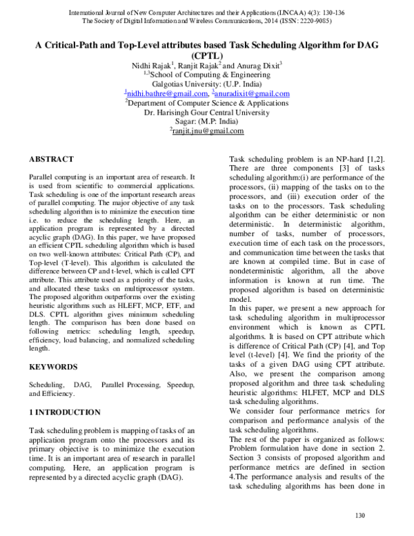 (PDF) A Critical-Path and Top-Level Attributes Based Task Scheduling ... (PDF) A Critical-Path and Top-Level Attributes Based Task Scheduling ...